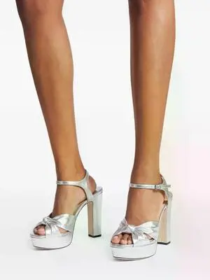 JIMMY CHOO 120mm Heloise Metallic Nappa Leather Sandals - Silver