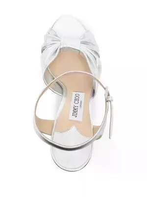 JIMMY CHOO 120mm Heloise Metallic Nappa Leather Sandals - Silver