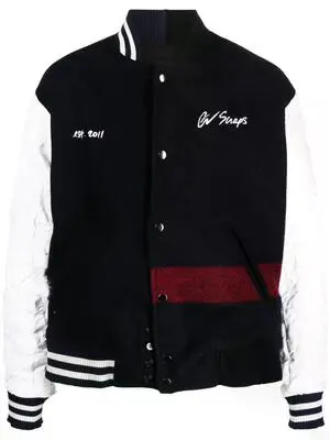GREG LAUREN Slogan-embroidered Bomber Jacket - Blue