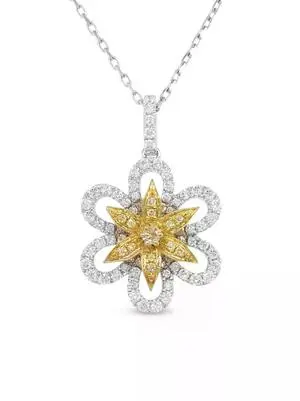 HYT JEWELRY 18kt Yellow And White Gold Diamond Flower Necklace - Silver