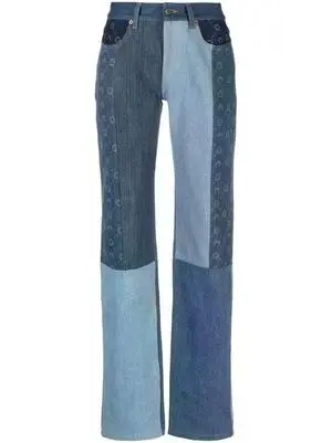 MARINE SERRE Straight-leg Patchwork Jeans