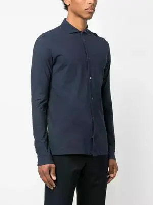 ZANONE Long-sleeved Cotton Shirt - Blue