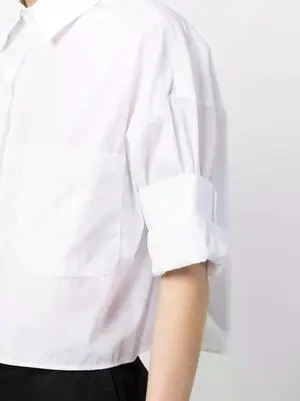 TWP Folded-sleeve Cropped Cotton Shirt