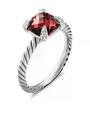 David Yurman Sterling Rhodolite Garnet And Diamond Ring - Silver