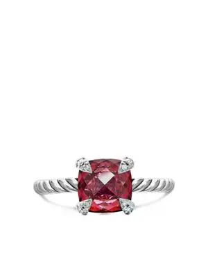 David Yurman Sterling Rhodolite Garnet And Diamond Ring - Silver