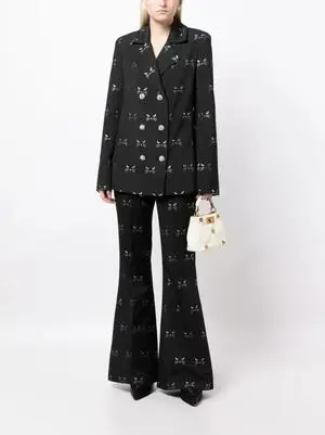 MACGRAW Circa 72 Patterned Jacquard Flared Trousers - Black
