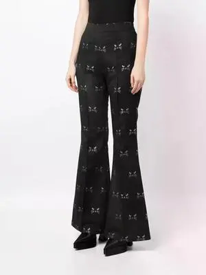 MACGRAW Circa 72 Patterned Jacquard Flared Trousers - Black