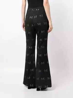 MACGRAW Circa 72 Patterned Jacquard Flared Trousers - Black