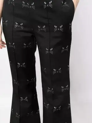 MACGRAW Circa 72 Patterned Jacquard Flared Trousers - Black