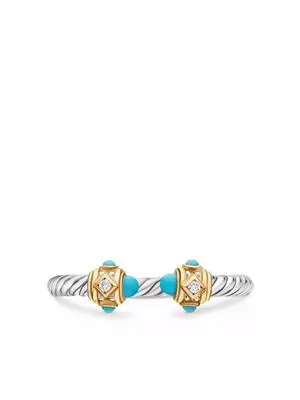 David Yurman Sterling Renaissance Turquoise And Diamond Ring