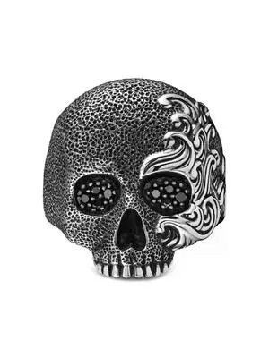 David Yurman Sterling Waves Skull Ring With Diamonds