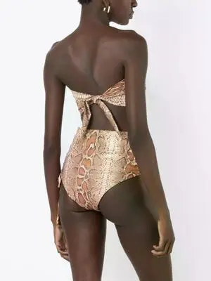 AMIR SLAMA Snakeskin-print Tie-fastening Bikini