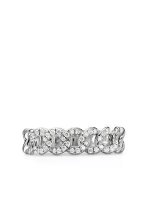 David Yurman Sterling Belmont Curb Link Diamond Ring