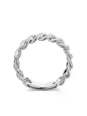 David Yurman Sterling Belmont Curb Link Diamond Ring