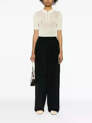 Max Mara Zigano Silk Palazzo Pants - Black