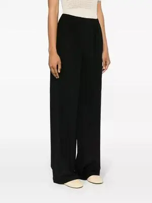 Max Mara Zigano Silk Palazzo Pants - Black
