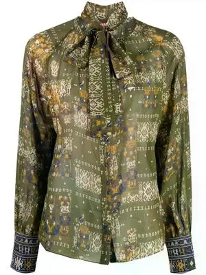 Max Mara Neck-tie Abstract-print Shirt