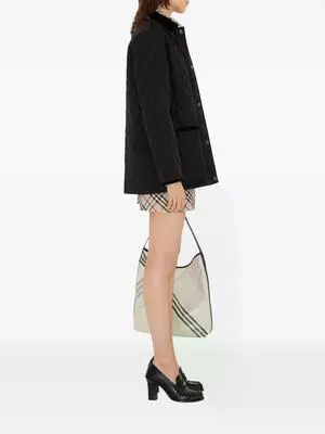 Burberry Quilted Barn Jacket With Corduroy Collar - Black