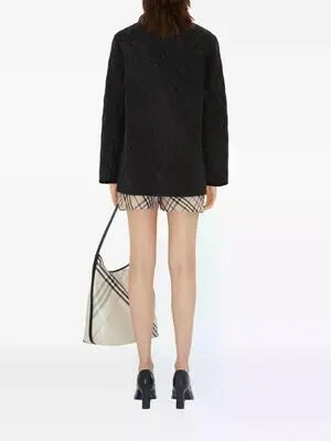 Burberry Quilted Barn Jacket With Corduroy Collar - Black