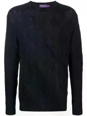 Ralph Lauren Purple Label Cable-knit Crew Neck Sweater - Blue