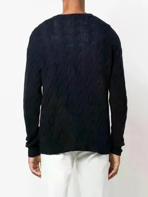 Ralph Lauren Purple Label Cable-knit Crew Neck Sweater - Blue