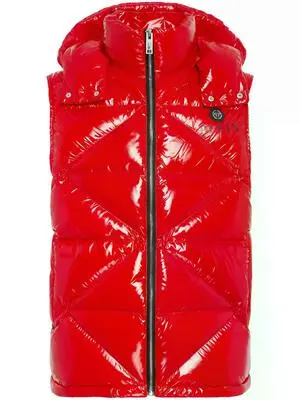 Philipp Plein Hexagon Logo-plaque Padded Gilet - Red