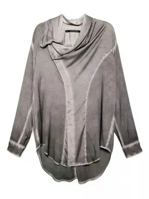 JULIUS Satin Wrap-neck Shirt - Grey