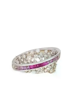 ANANYA 18k White Gold Diamond And Sapphire Ring - Silver