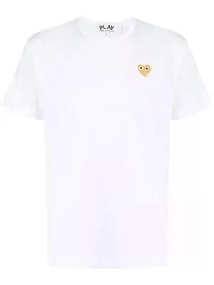 Play Comme Des Garcon Embroidered Logo Cotton T-shirt White