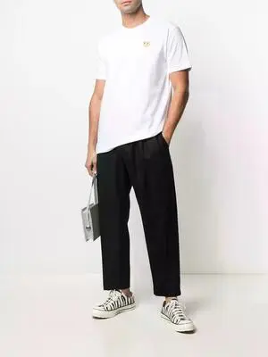 Play Comme Des Garcon Embroidered Logo Cotton T-shirt - White