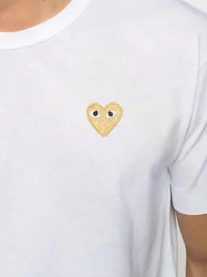 Play Comme Des Garcon Embroidered Logo Cotton T-shirt - White