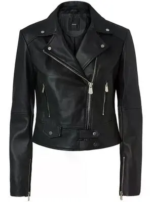 Pinko Cropped Biker Jacket - Black