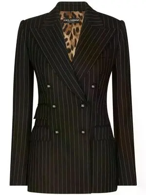 Dolce & Gabbana Striped Double-breasted Blazer - Black