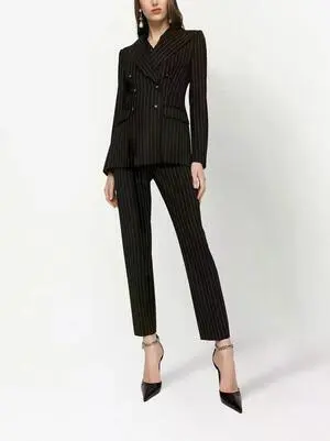 Dolce & Gabbana Striped Double-breasted Blazer - Black