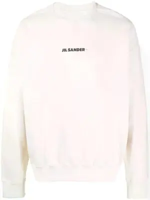 JIL SANDER Logo-print Crew Neck Sweatshirt - Neutrals