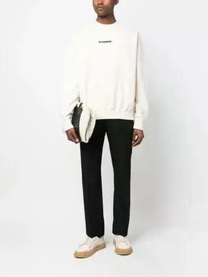 JIL SANDER Logo-print Crew Neck Sweatshirt - Neutrals