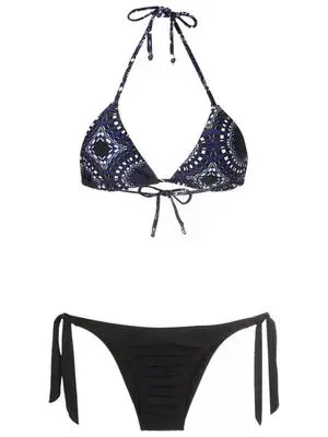 AMIR SLAMA Abstract-pattern Triangle Two Piece Bikini - Black