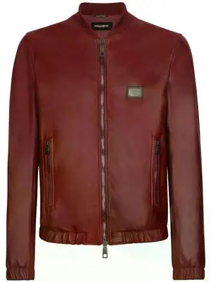 Dolce & Gabbana Logo-appliqué Leather Jacket