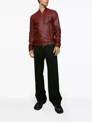 Dolce & Gabbana Logo-appliqué Leather Jacket