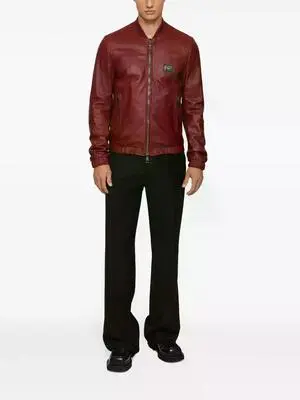 Dolce & Gabbana Logo-appliqué Leather Jacket