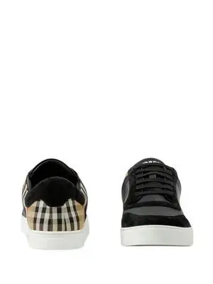 Burberry Check Print Lace-up Calf Leather Sneakers
