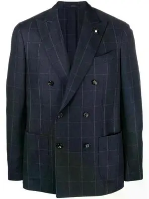 LARDINI Double-breasted Checked Blazer