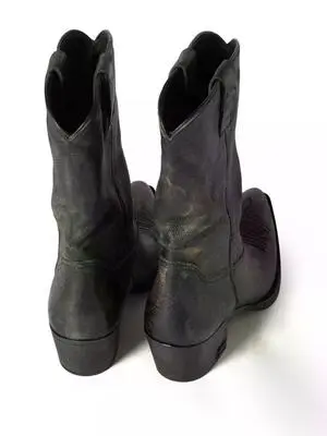 Miu Miu Leather Cuban Heel Boots - Brown