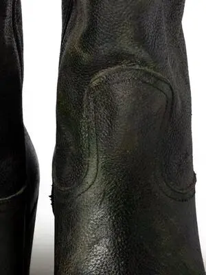 Miu Miu Leather Cuban Heel Boots - Brown