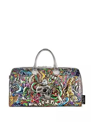 Philipp Plein Tattoo-embossed Leather Tote Bag