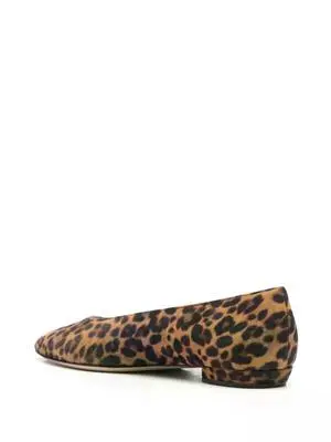 GIANVITO ROSSI Amelia Leopard Print Ballerina Flats - Black