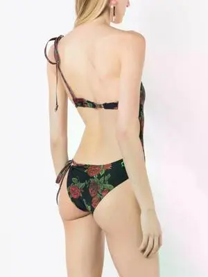 AMIR SLAMA Rose-print Cut-out One-piece Swimsuit