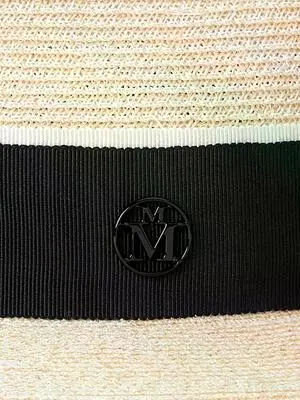 MAISON MICHEL Andre Logo Plaque-detail Straw Fedora