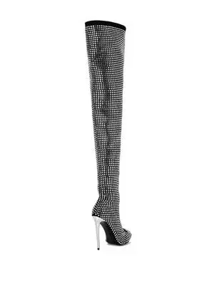 Philipp Plein Rhinestone Embellished Over The Knee Boots