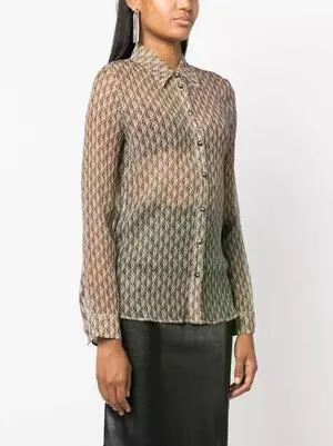 MARINE SERRE Graphic Print Silk Shirt